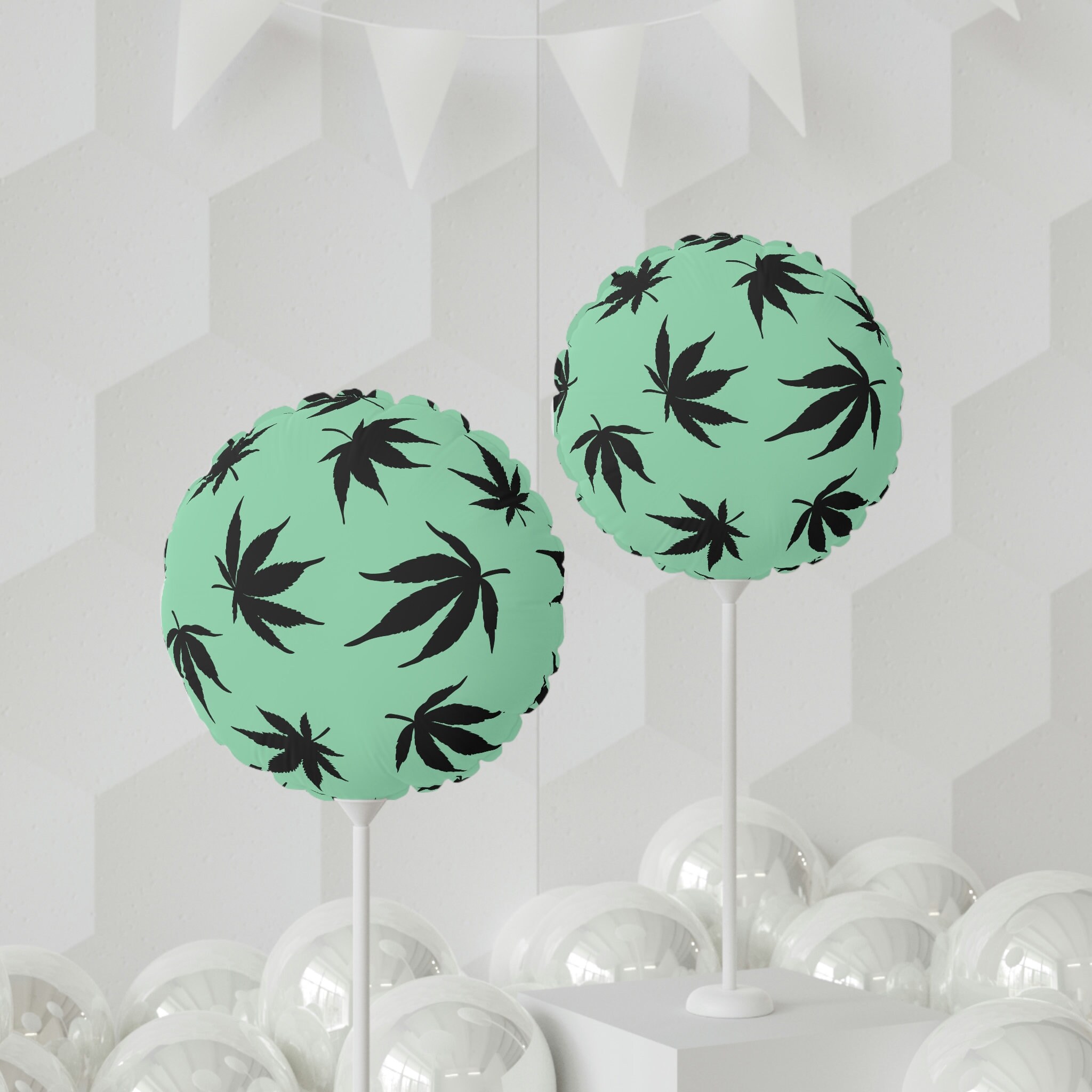 Mint Green Weed Leaf Balloon on a Stick round and Heart-shaped, 11 Not ...