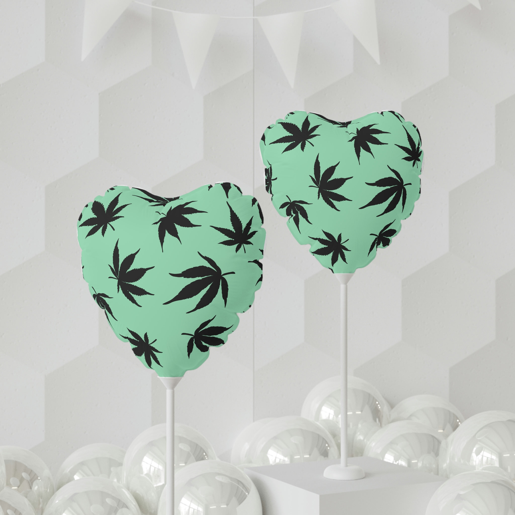 Mint Green Weed Leaf Balloon on a Stick round and Heart-shaped, 11 Not ...