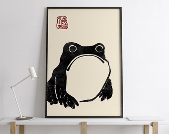 Frog by Matsumoto Hoji Matte Poster Print Japanese Toad Nature Grumpy ...