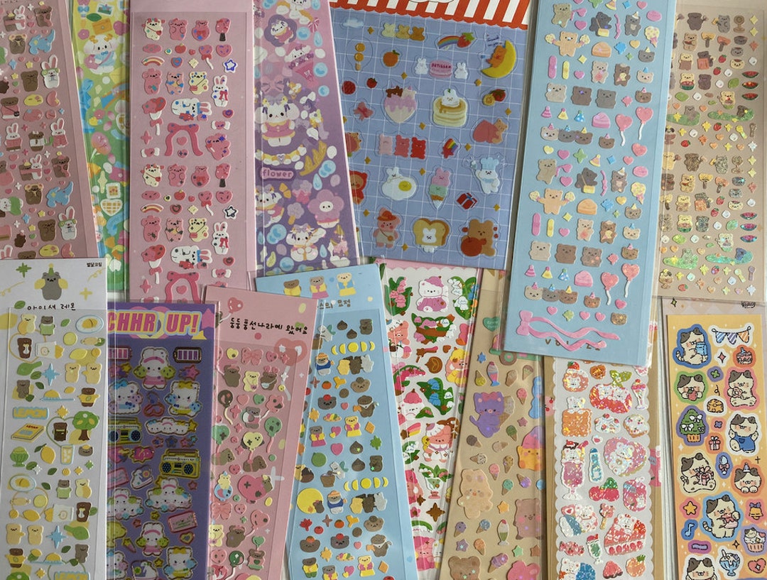 Mystery Cute Korean/japanese Sticker Sheets, Kawaii Stationery, Kawaii ...
