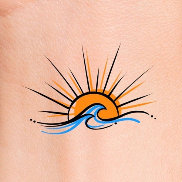 Sun Wave Tattoo Etsy