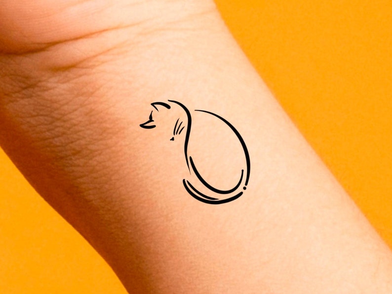 Cat Swirl Temporary Tattoo / Cat Tattoos / Animal Tattoos - Etsy
