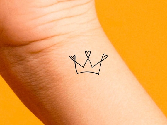 Crown Hearts Temporary Tattoo | Etsy