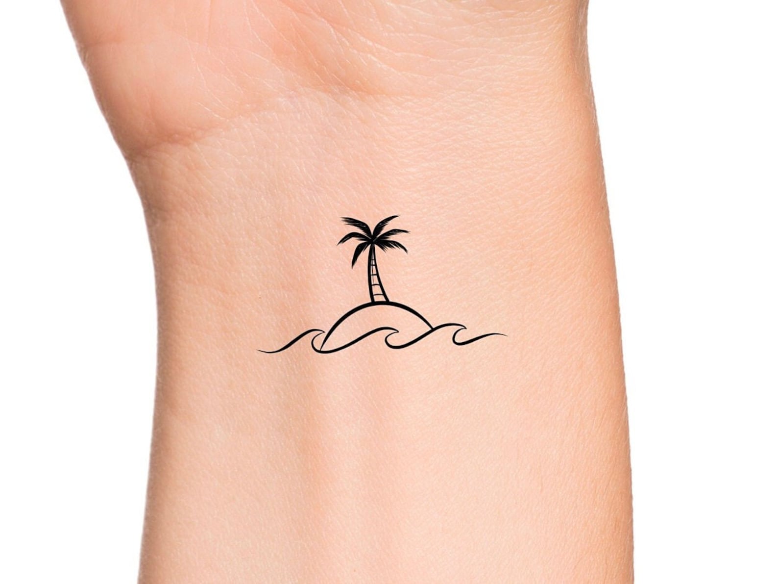 Palm Tree Waves Temporary Tattoo - Etsy