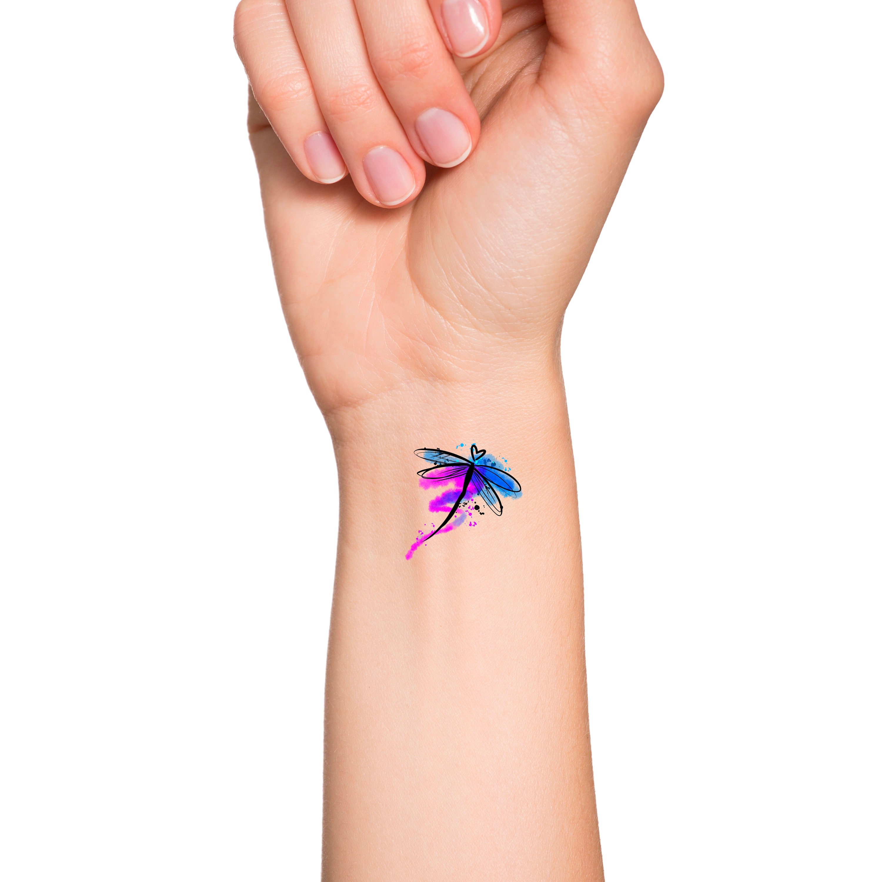 Dragonfly Heart Watercolor Temporary Tattoo - Etsy