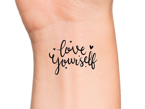 Love Yourself Temporary Tattoo / Hearts Tattoo | Etsy