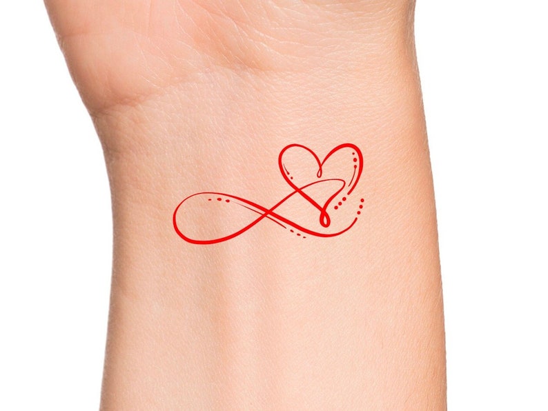 Red Infinity Heart Temporary Tattoo - Etsy