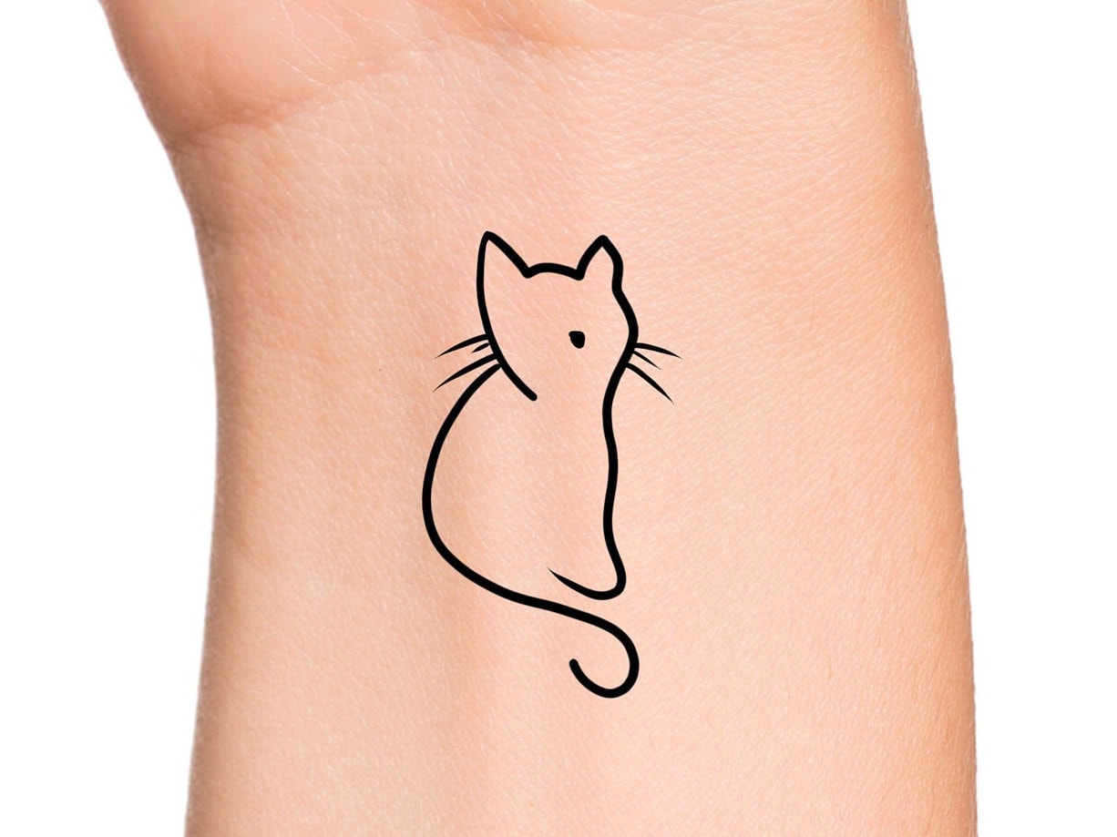 Simple Cat Outline Tattoo