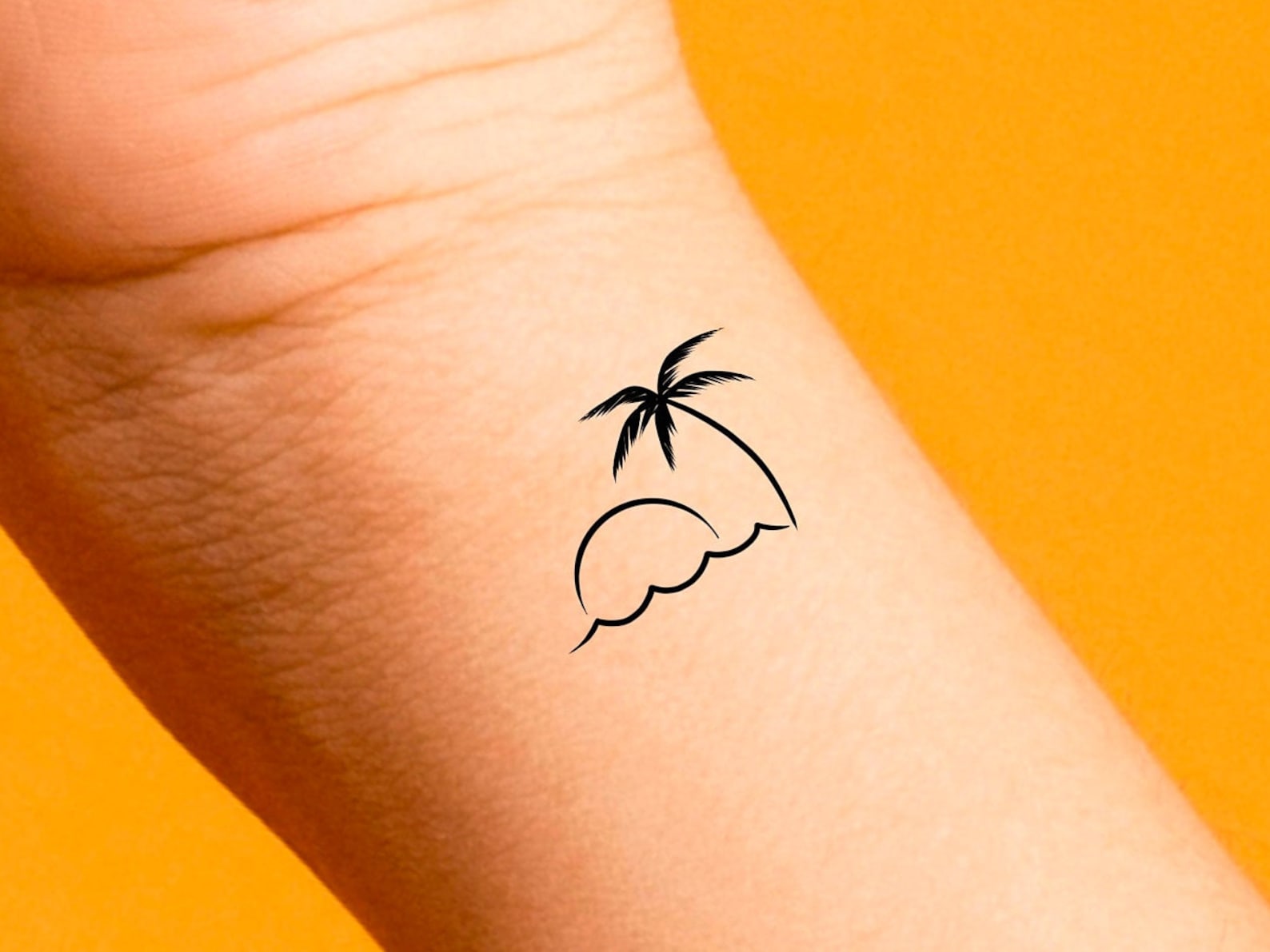 Palm Tree Wave Sunset Temporary Tattoo - Etsy