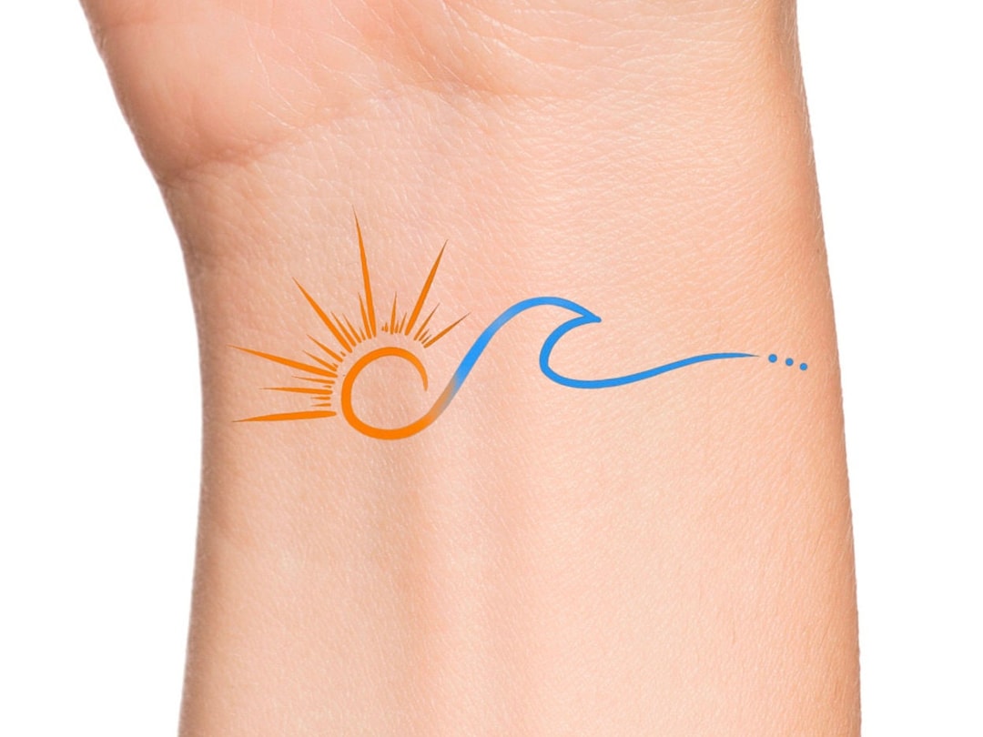 Sun Wave Temporary Tattoo / Color Tattoo - Etsy