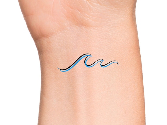Blue Wave Temporary Tattoo - Etsy