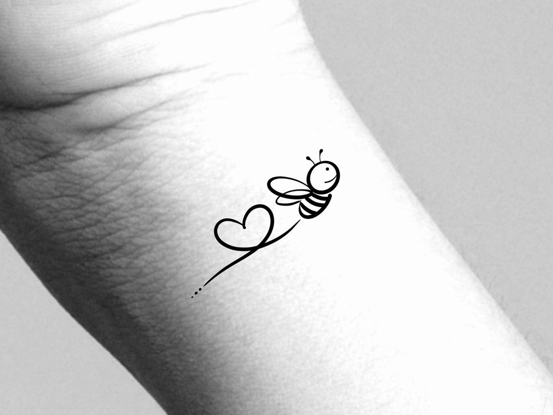 Bee Heart Temporary Tattoo Etsy
