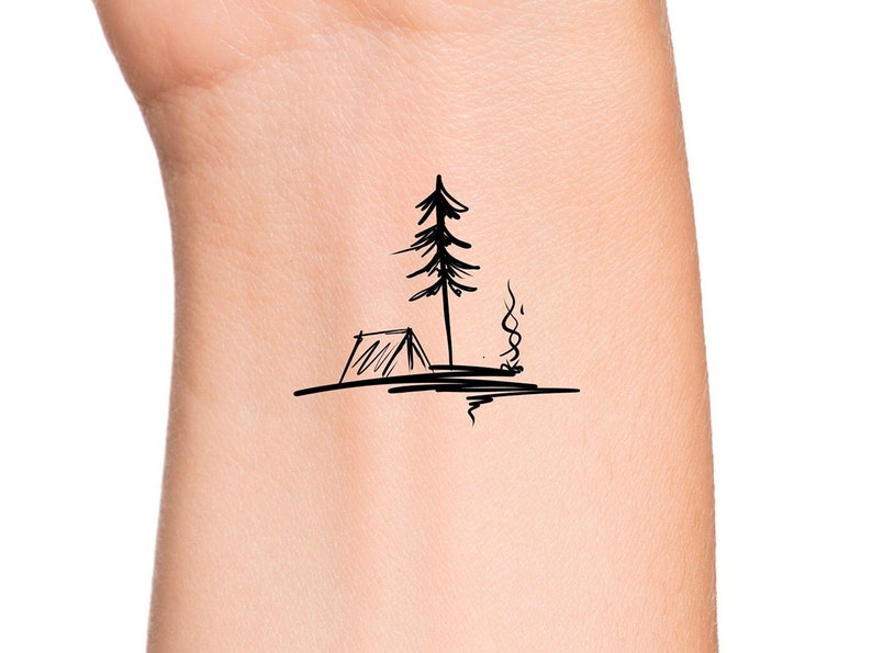 Pine Tree Tent Temporary Tattoo - Etsy