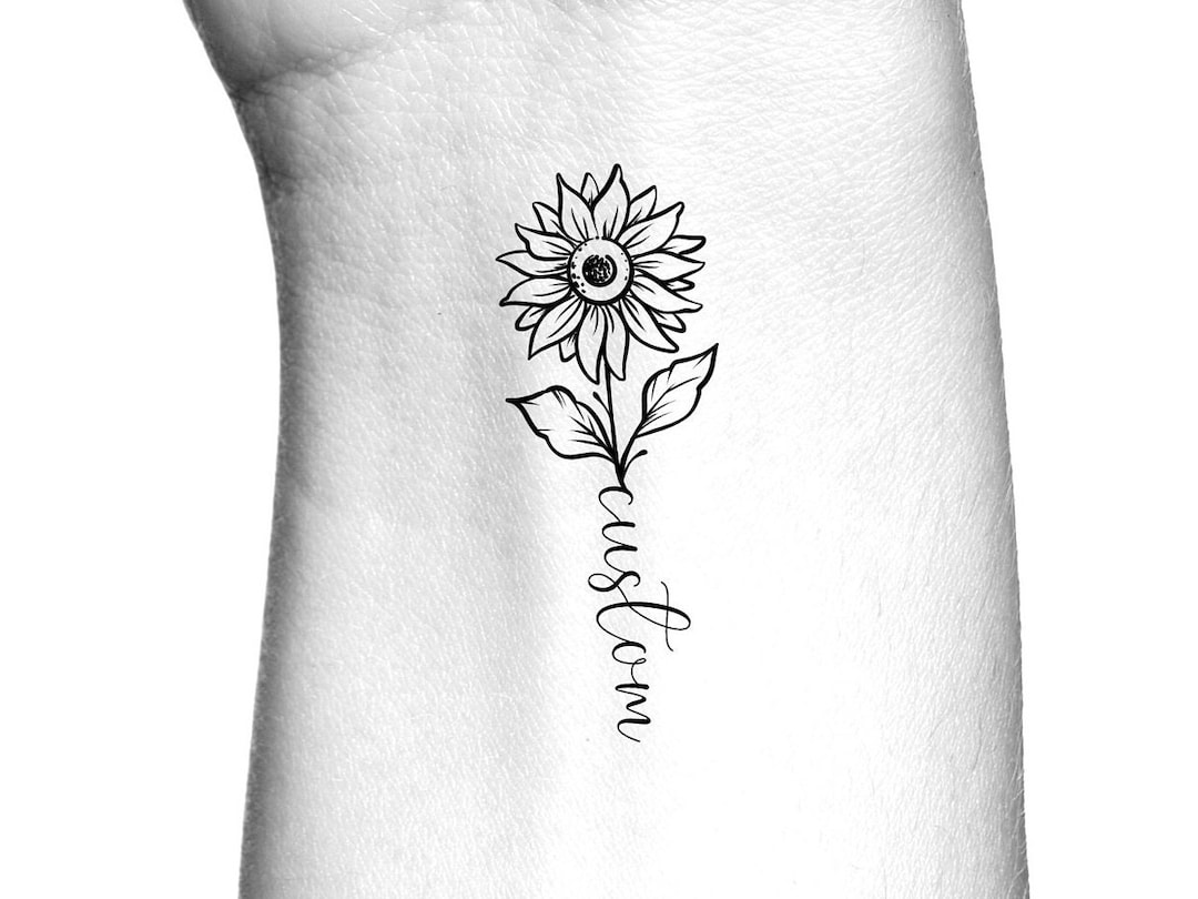 Custom Sunflower Word Temporary Tattoo / Custom Name Tattoo - Etsy