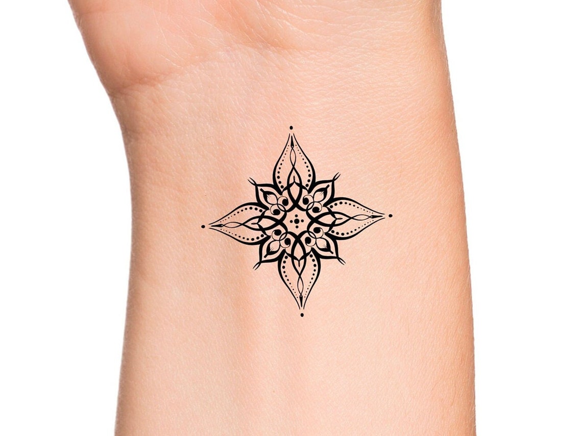 Mandala Flower Star Temporary Tattoo - Etsy