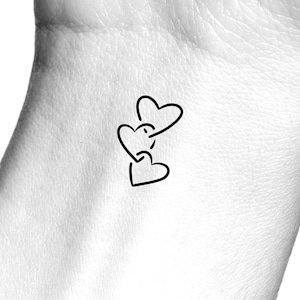 3 Connecting Hearts Temporary Tattoo - Etsy