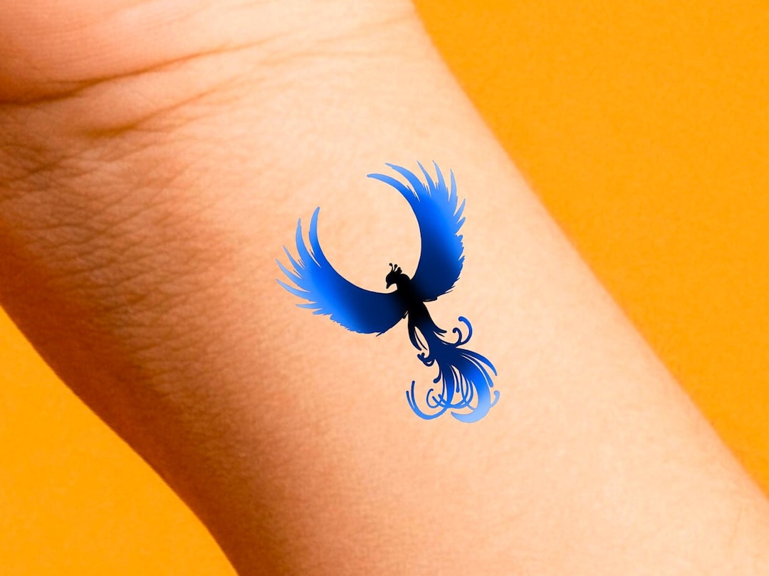 Blue Phoenix Temporary Tattoo - Etsy