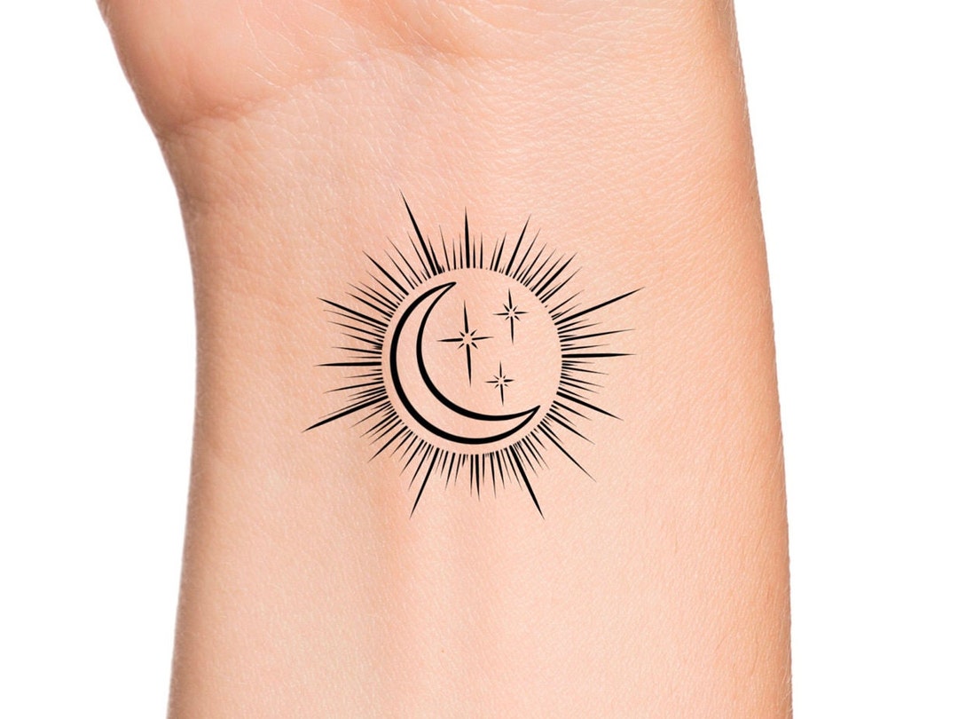 Moon Sun Stars Temporary Tattoo - Etsy
