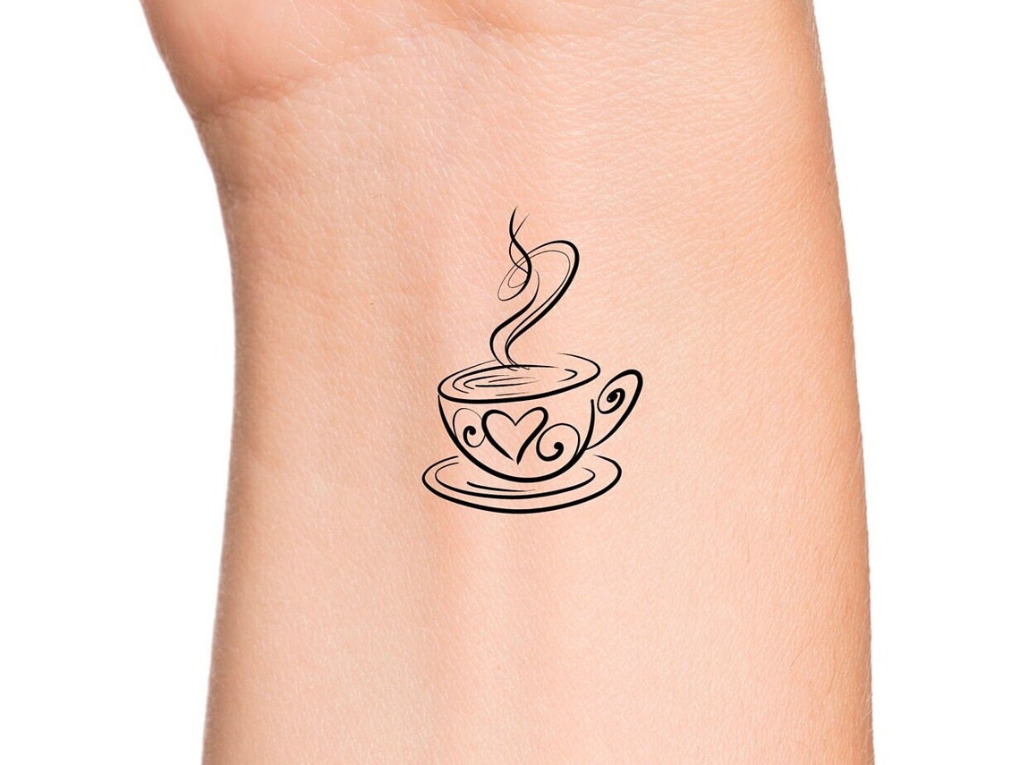 Coffee Cup Love Temporary Tattoo / Coffee Tattoo / Tea Tattoo - Etsy