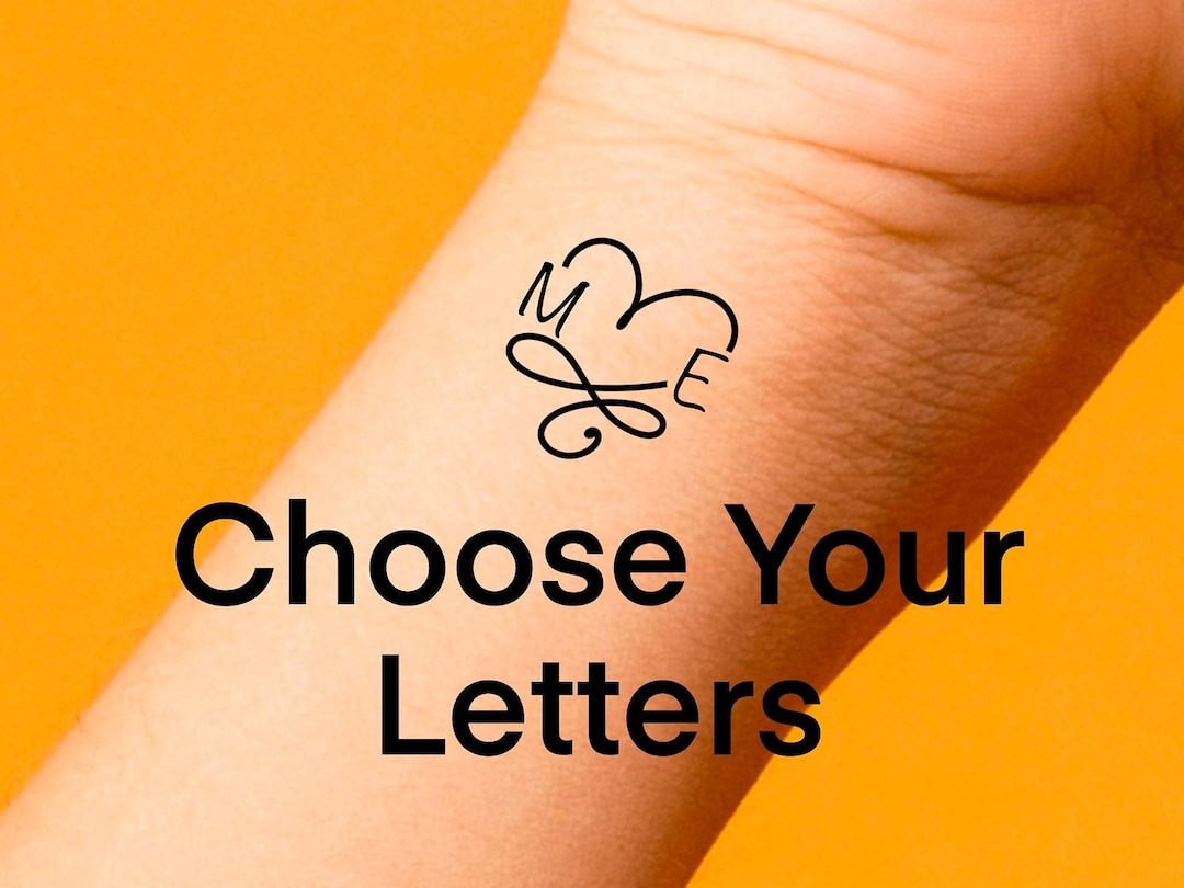 Custom Heart Initials Temporary Tattoo / Custom Tattoo - Etsy