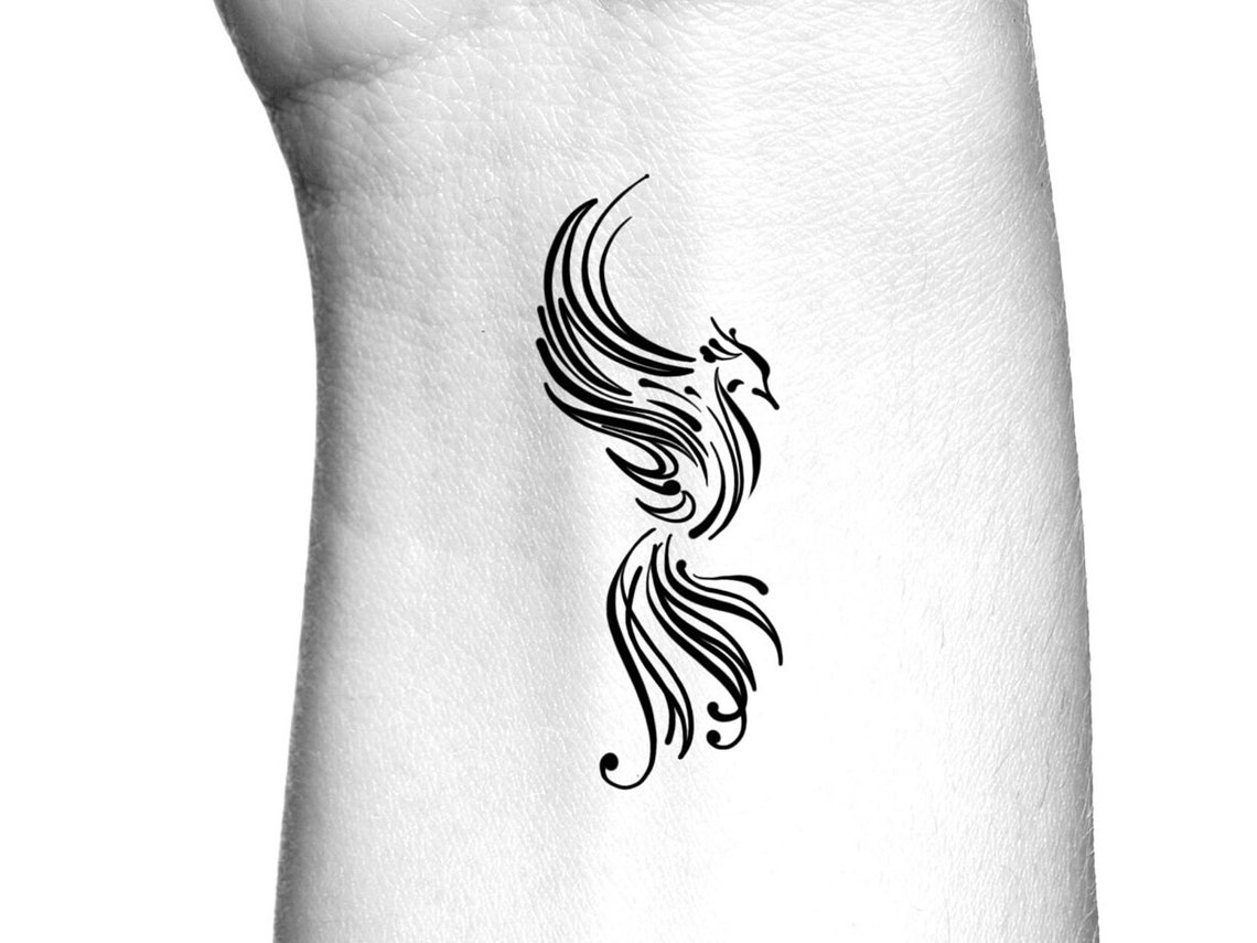 Phoenix Temporary Tattoo / Black Phoenix - Etsy