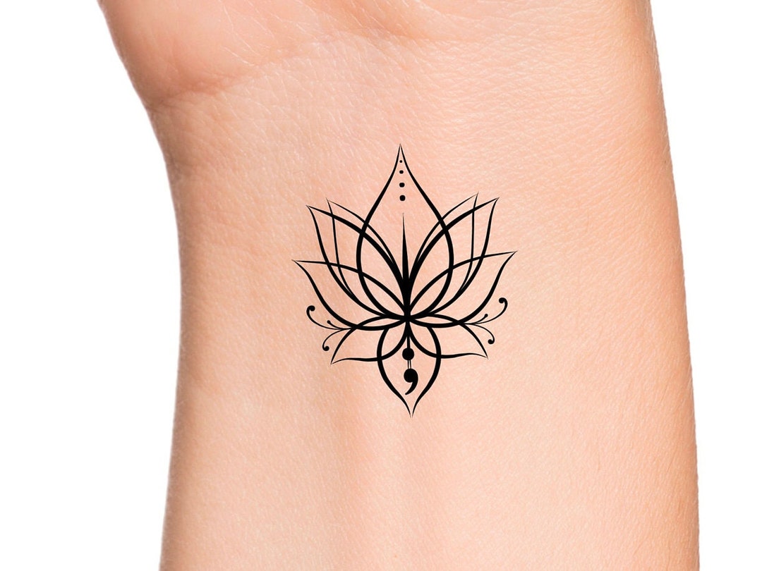 Semicolon Lotus Temporary Tattoo - Etsy