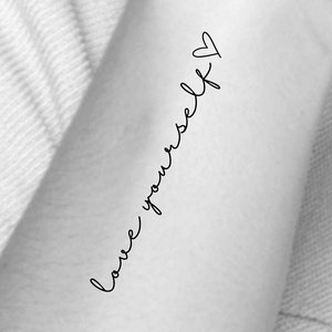 Love Yourself Heart Temporary Tattoo - Etsy