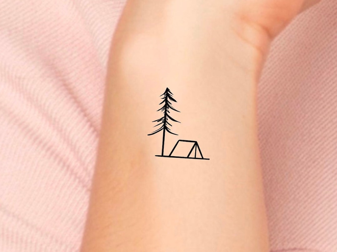 Pine Tree Tent Temporary Tattoo - Etsy