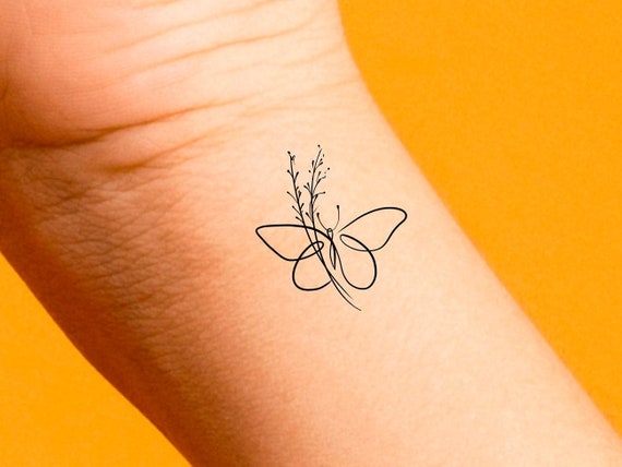 Butterfly Temporary Tattoo Floral Butterfly Tattoo Small Etsy