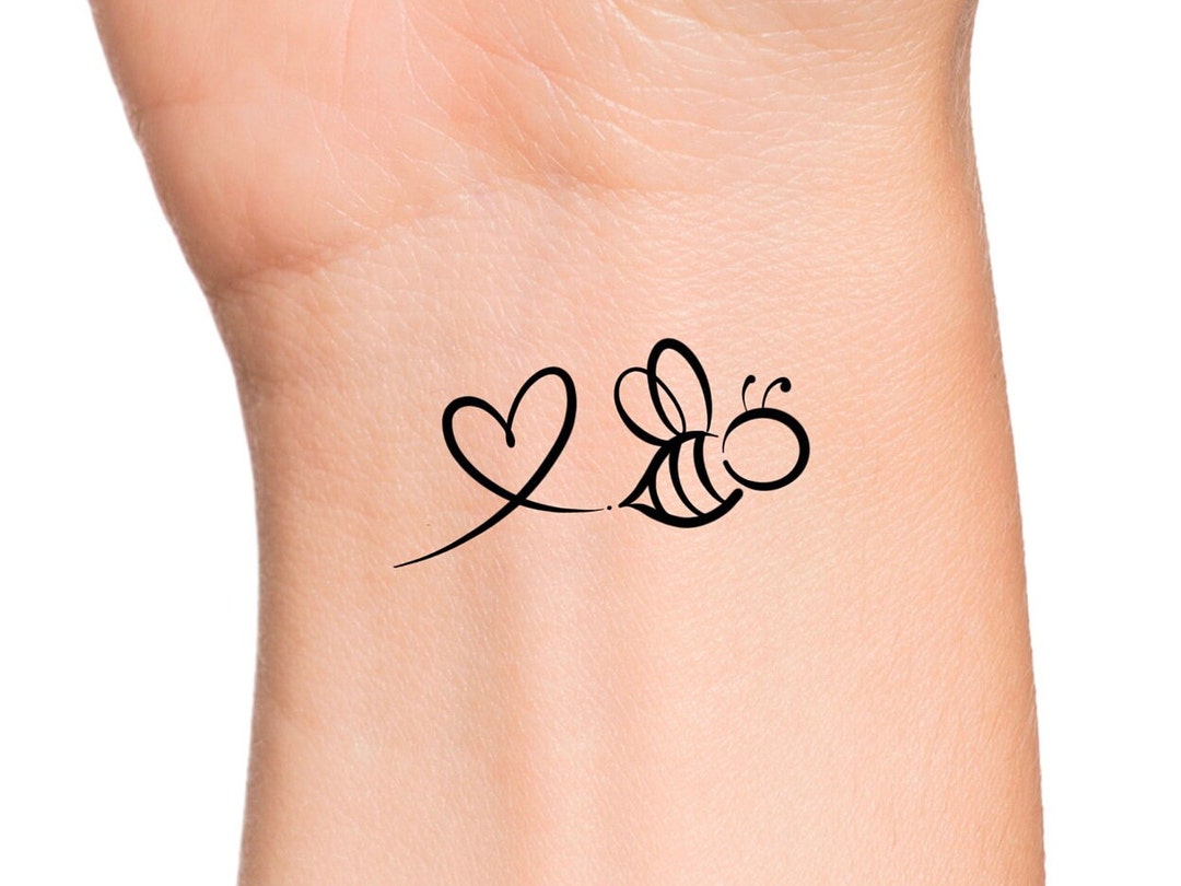 Bumble Bee Heart Temporary Tattoo Etsy