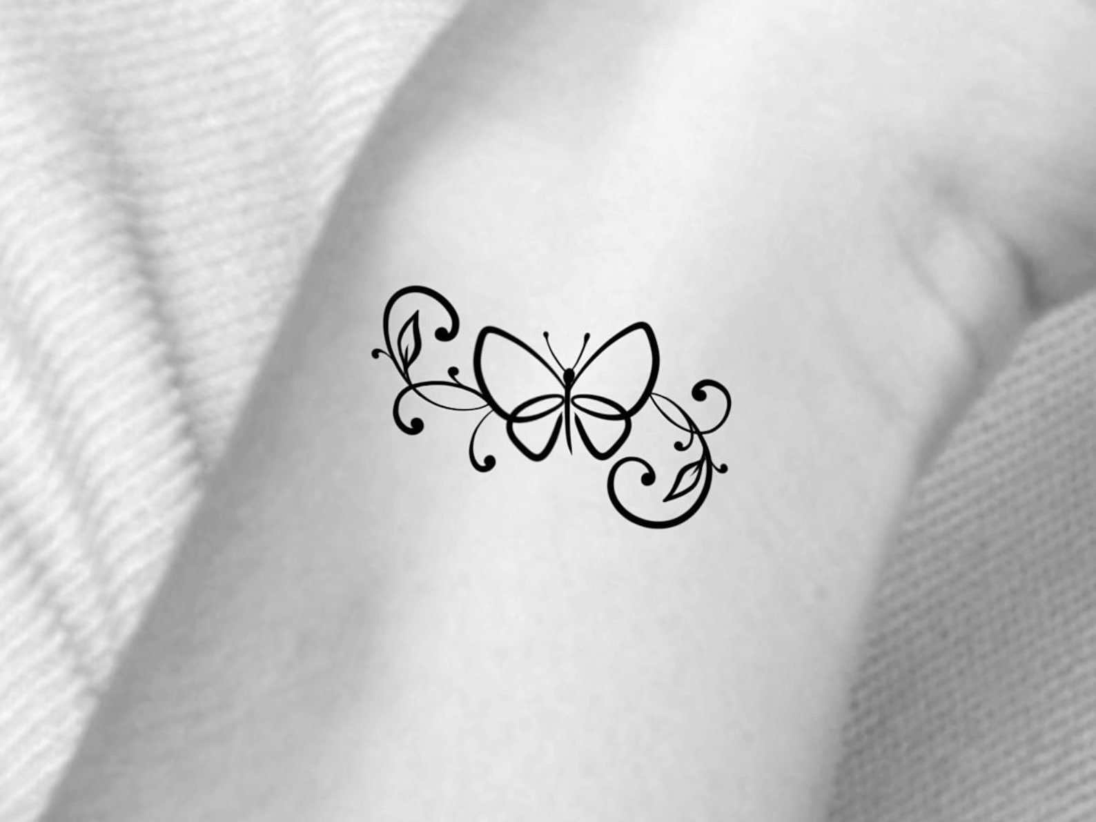 Butterfly Swirls Leaves Temporary Tattoo - Etsy