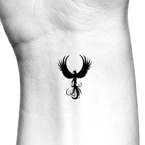 Black Phoenix Temporary Tattoo Silk Phoenix Fake Tattoo - Etsy