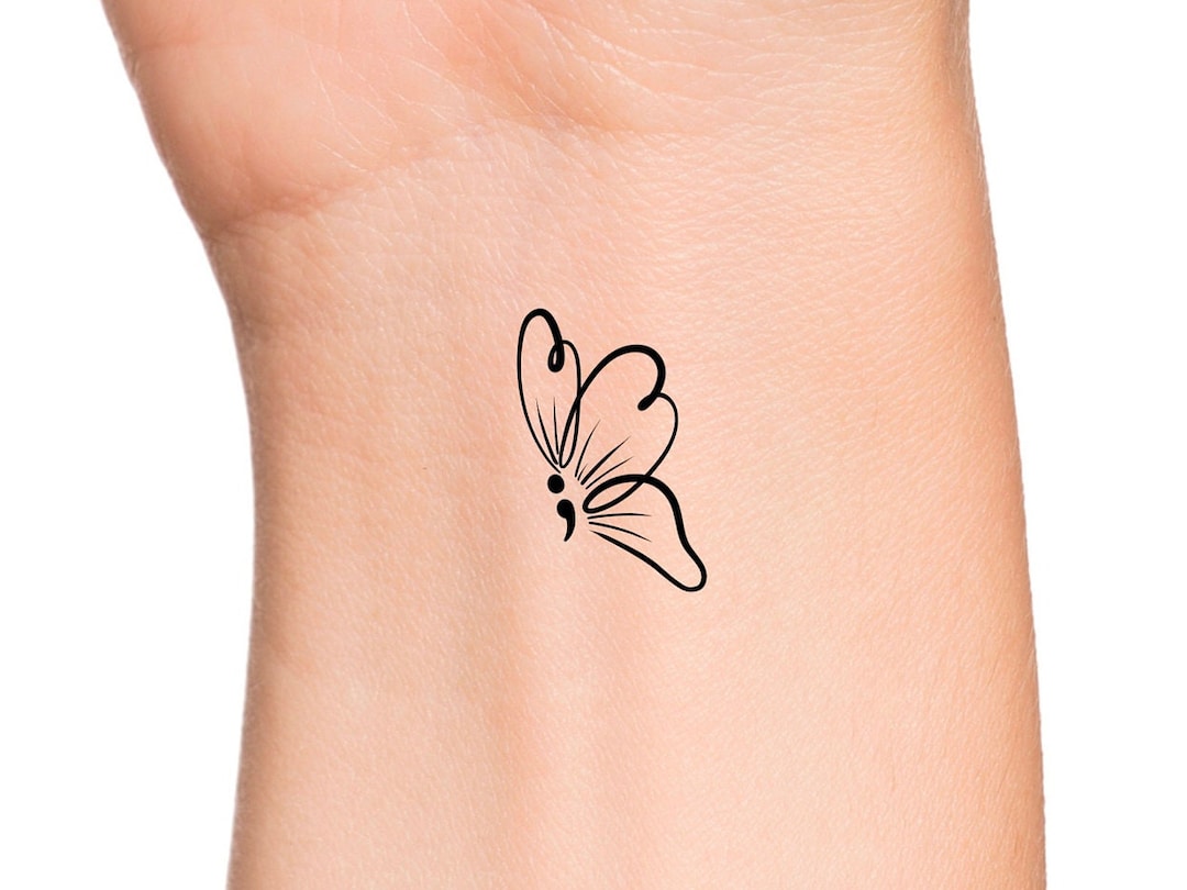 Semicolon Butterfly Temporary Tattoo - Etsy