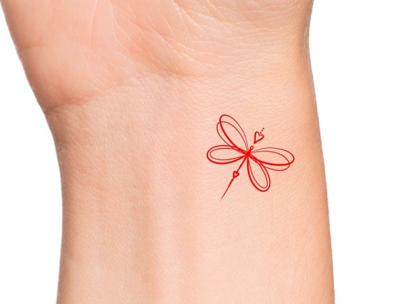 Red Dragonfly Temporary Tattoo | Etsy