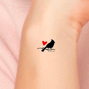 Cardinal Heart Temporary Tattoo / Small Cardinal Bird Tattoo - Etsy