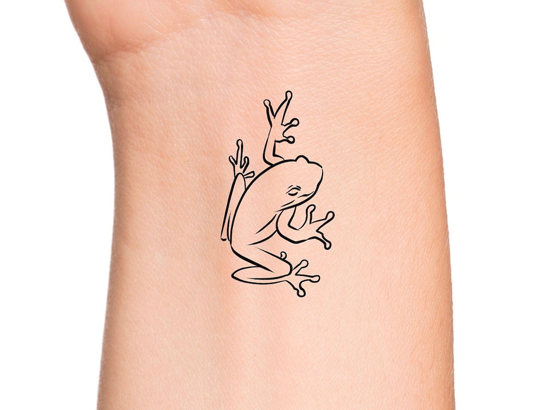 Fringe Frog Tattoos Frog Line Temporary Tattoo Etsy UK