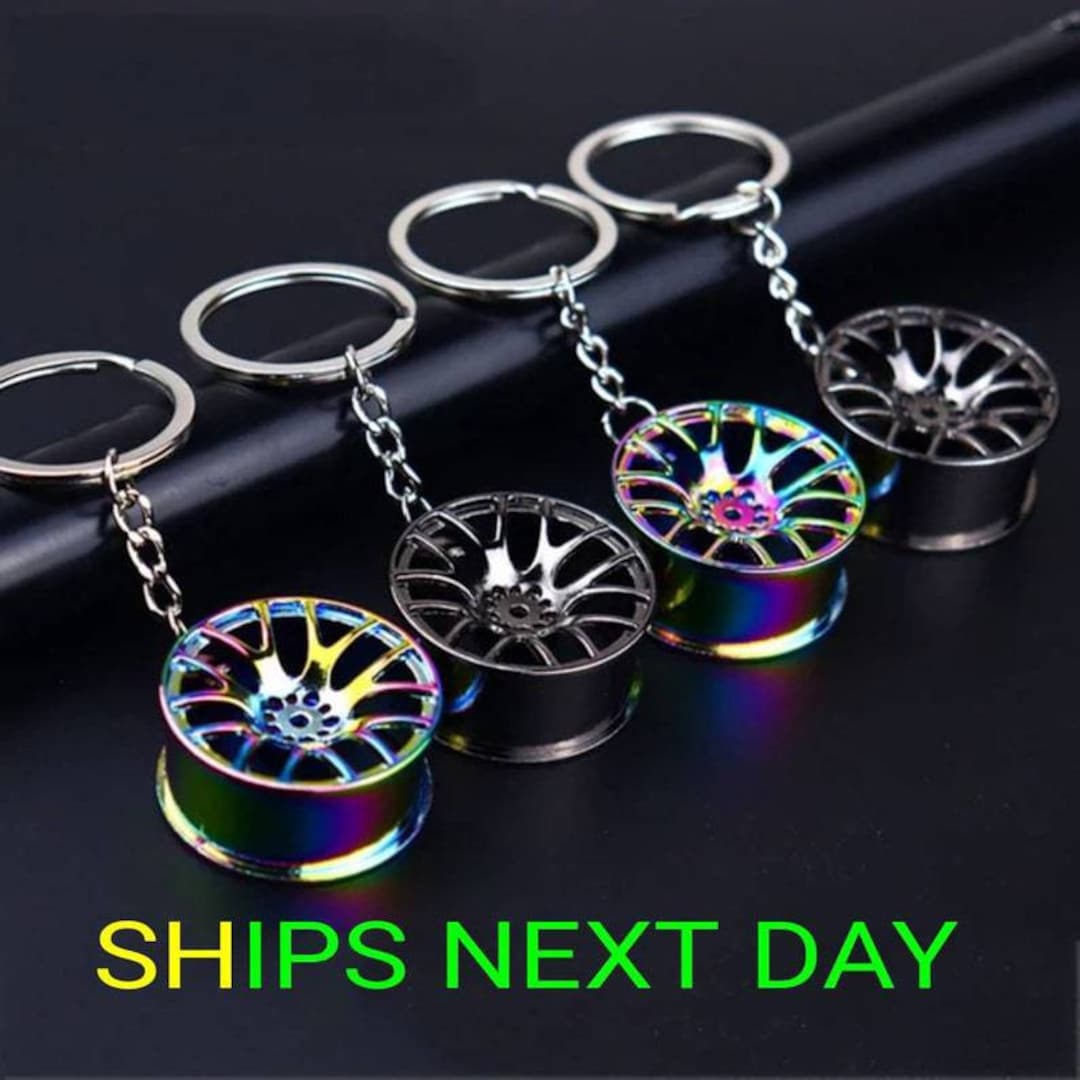 Car Wheel Hub Shape Metal Auto Keychain - Etsy