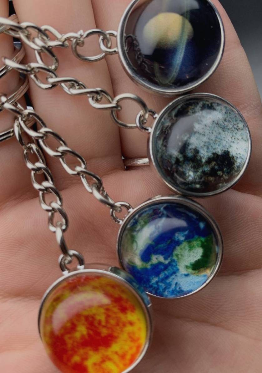 Glow in the Dark Planet Key Chains Jupter Moon Earth Mars Sun Mercery ...