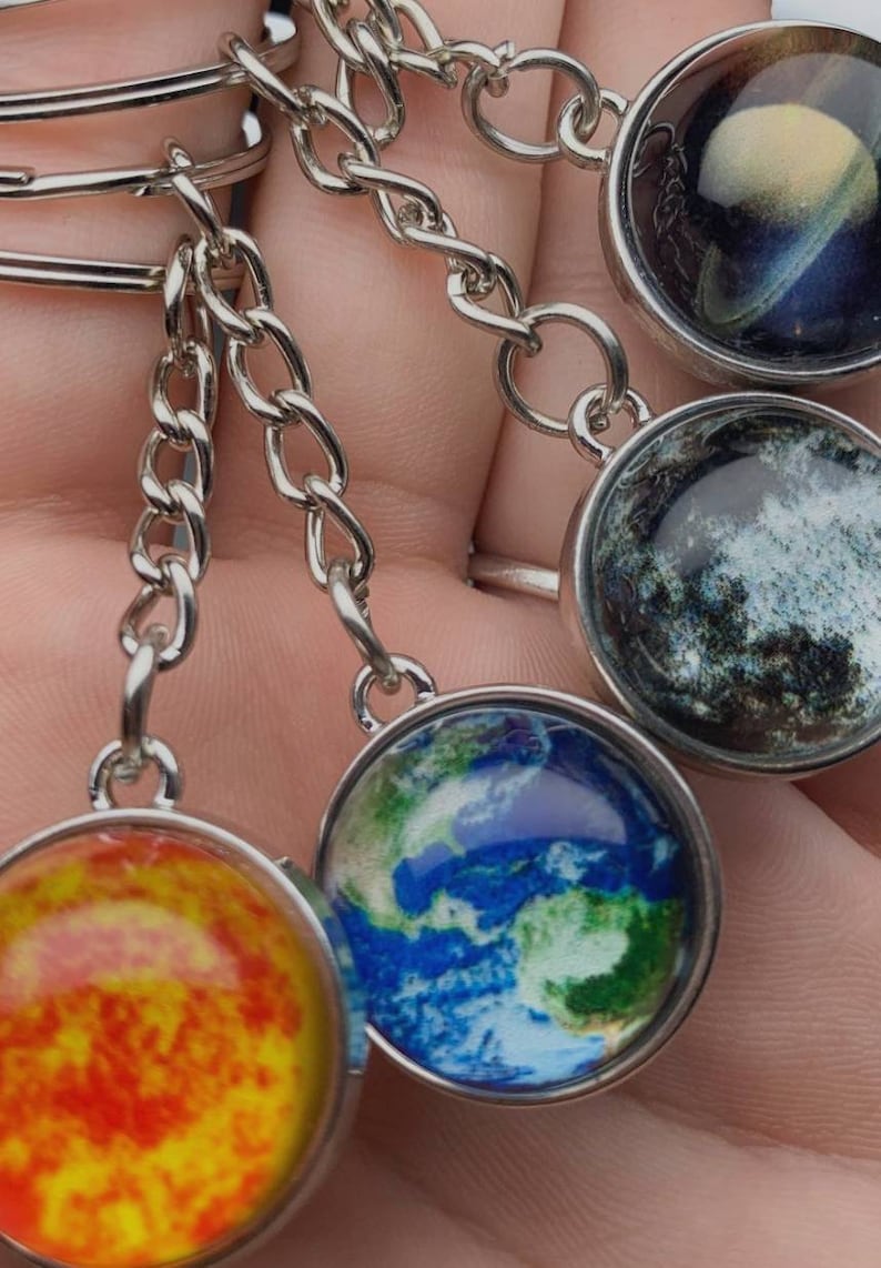 Glow in the Dark Planet Key Chains Jupter Moon Earth Mars Sun Mercery ...