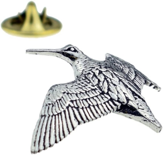 B10 Woodcock bird pin badge Solid English Pewter Handmade | Etsy