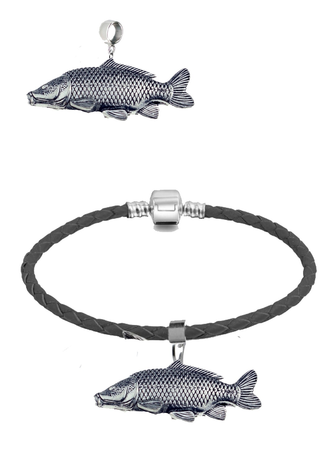 F35 Common Carp Fish Charm / Colgante en una fianza tiene un agujero de ...