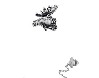 Moose Head Pewter Lapel Pin - Etsy