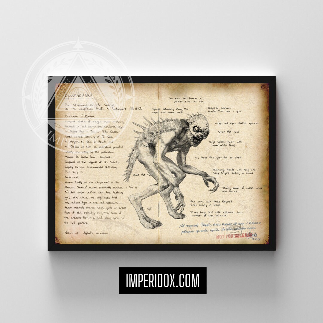 Chupacabra Print Mythical Creature Art Cryptozoology Wall - Etsy