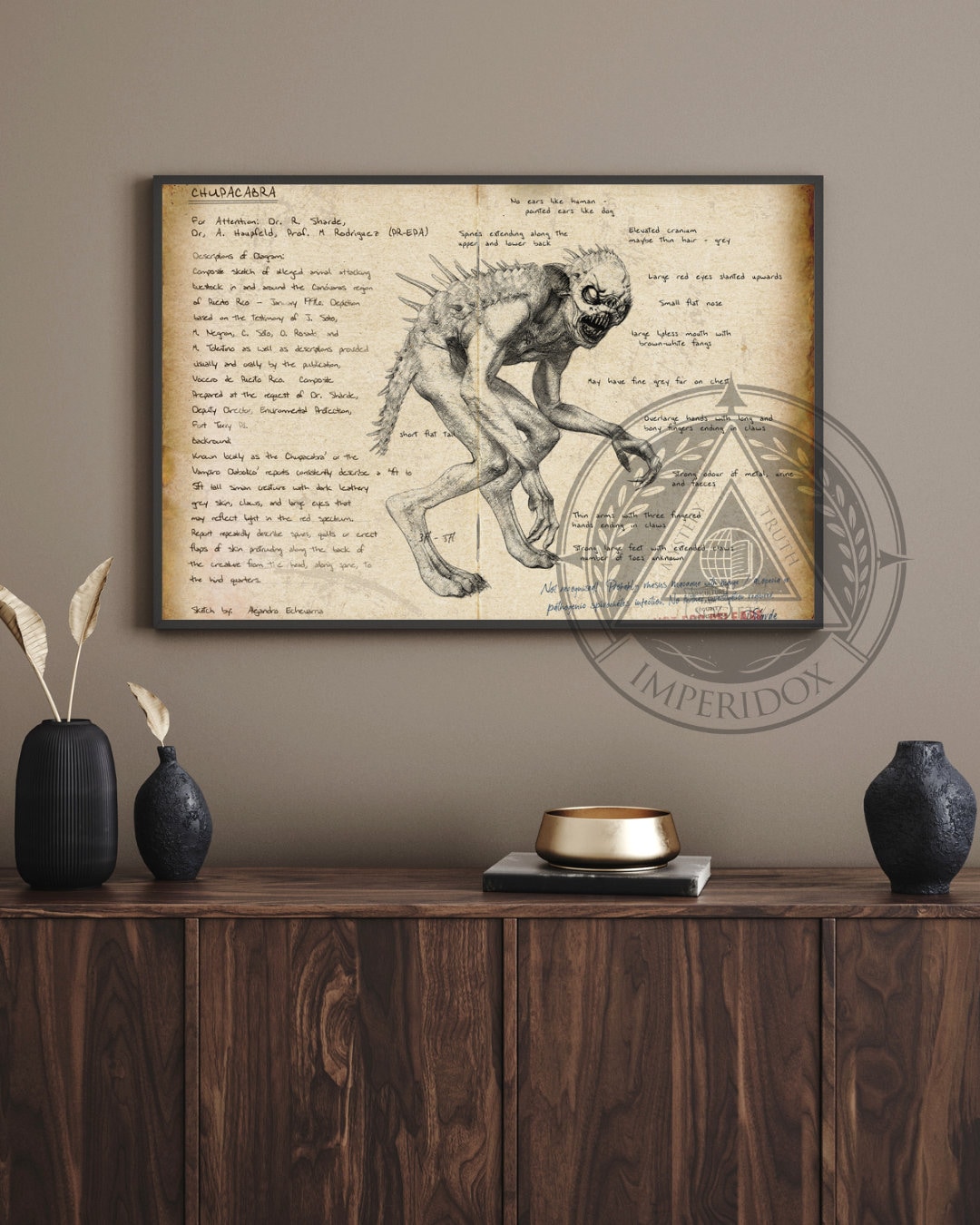 Chupacabra Print, Mythical Creature Art, Cryptozoology Wall Decor ...