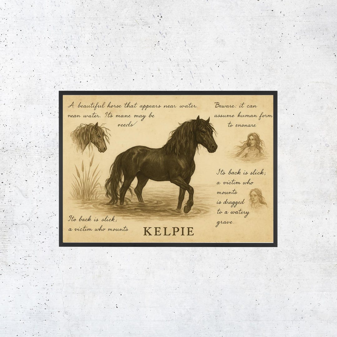 Kelpie Art Print – Scottish Mythology Wall Art – Celtic Water Horse ...