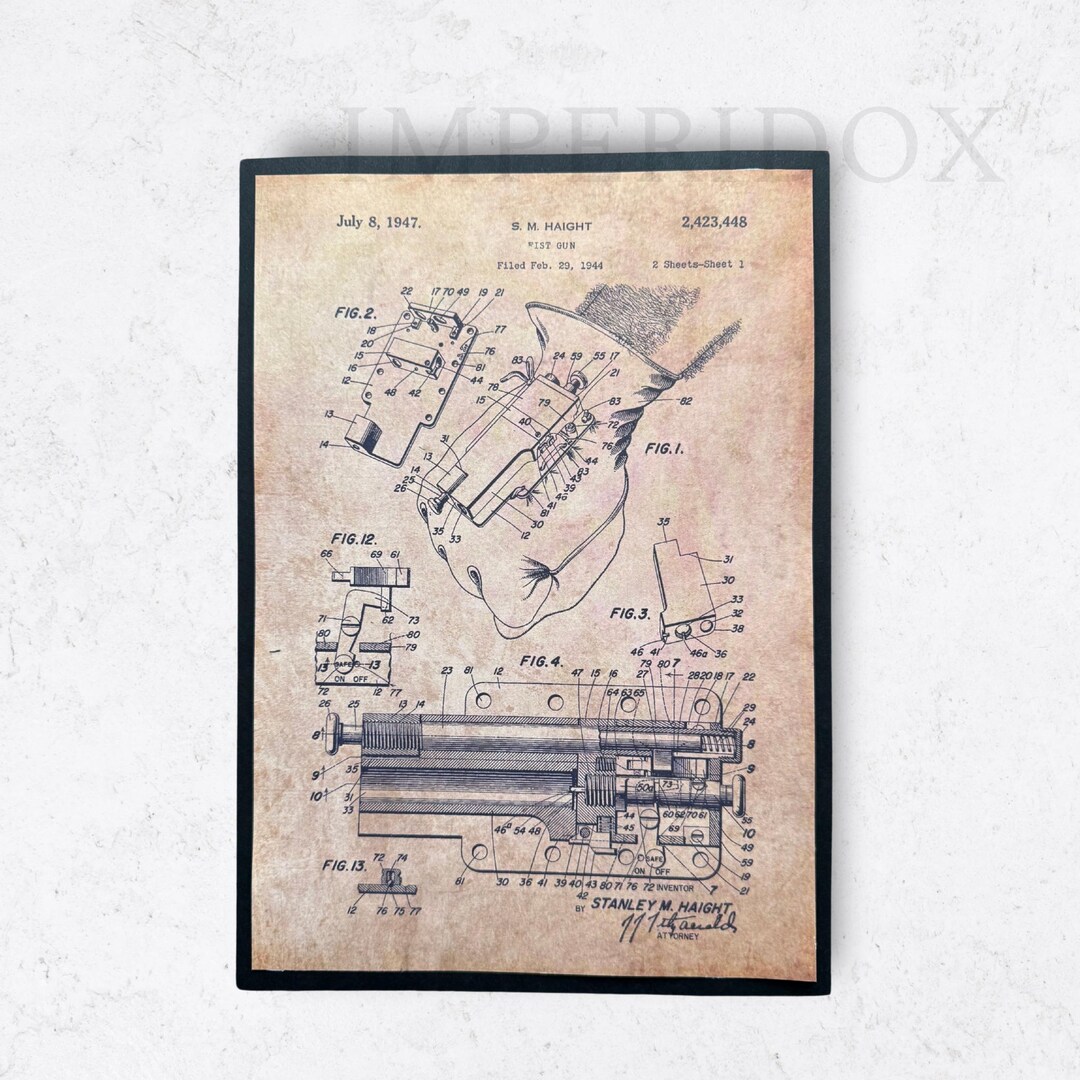 Secret Weapon Blueprint Print - Vintage Military Patent - Aged Firearm ...