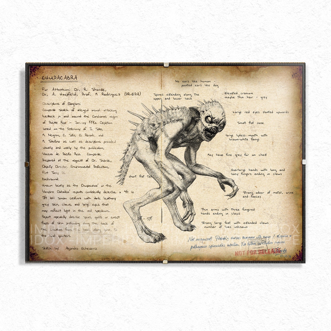 Chupacabra Print, Mythical Creature Art, Cryptozoology Wall Decor ...