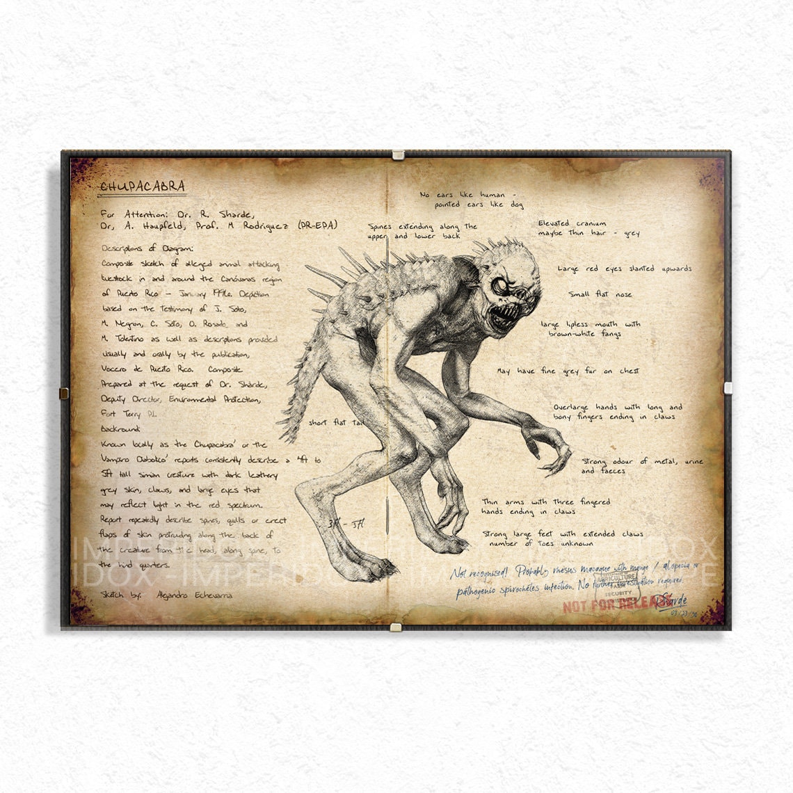 Chupacabra Print, Mythical Creature Art, Cryptozoology Wall Decor, Mysterious Animal ...