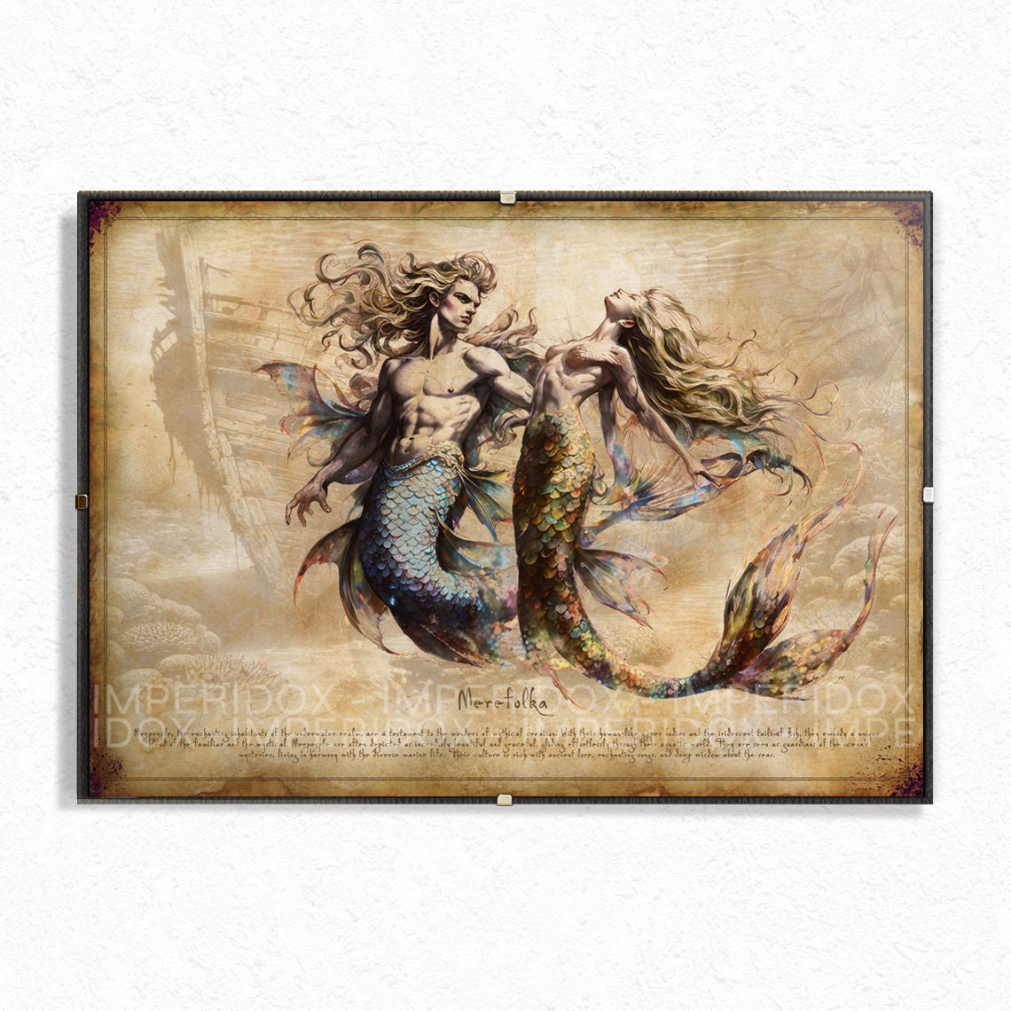 Vintage Mermaid Art Print - Antique Ocean Decor - Nautical Mythology ...