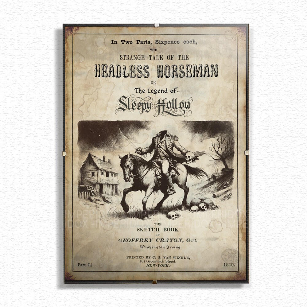 Headless Horseman Print, Legend of Sleepy Hollow Art on Aged Paper ...